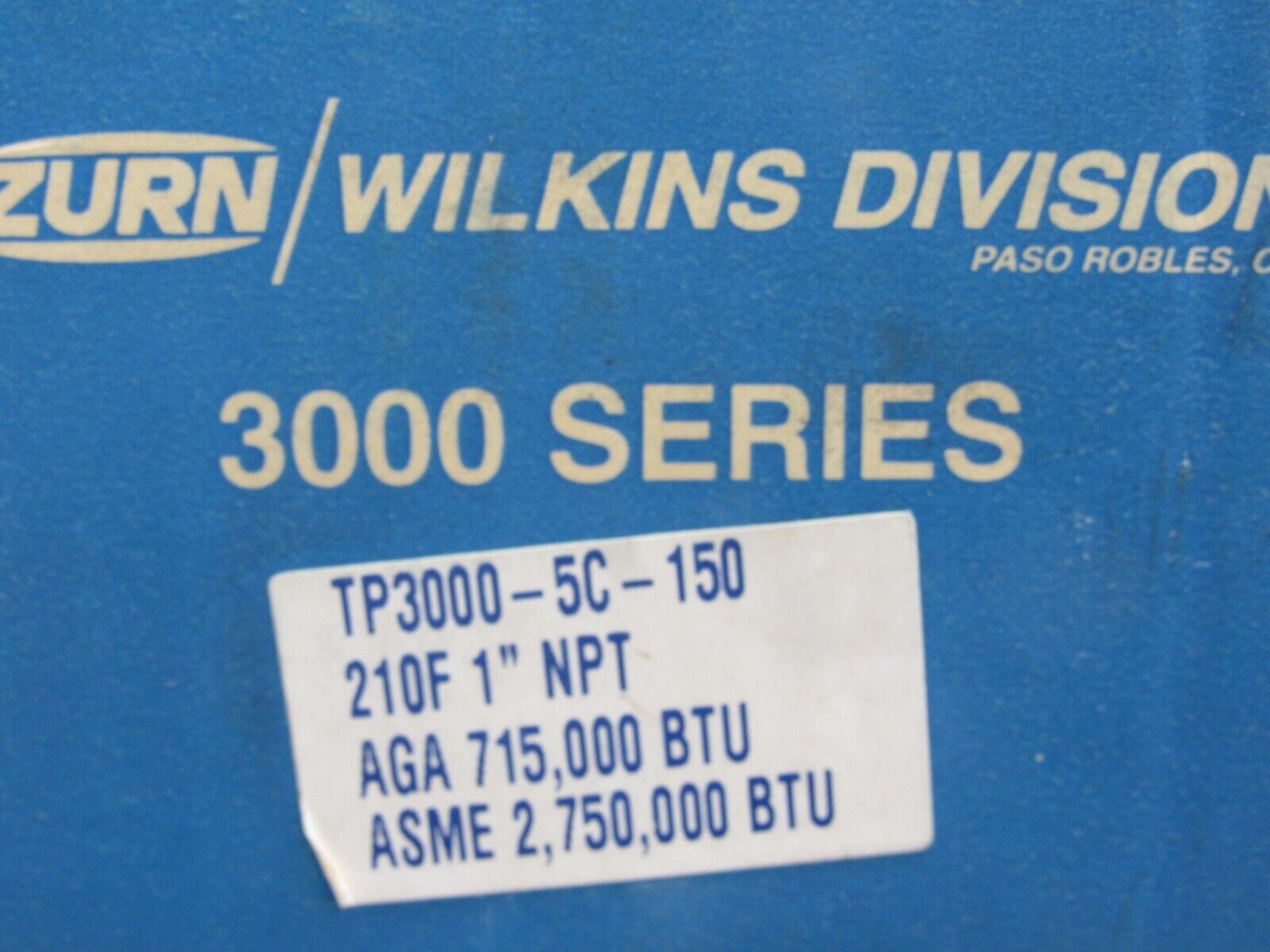 NEW ZURN/WILKINSON TP3000-5C-150 RELIEF VALVE 210F 1"NPT TP300-50 ...