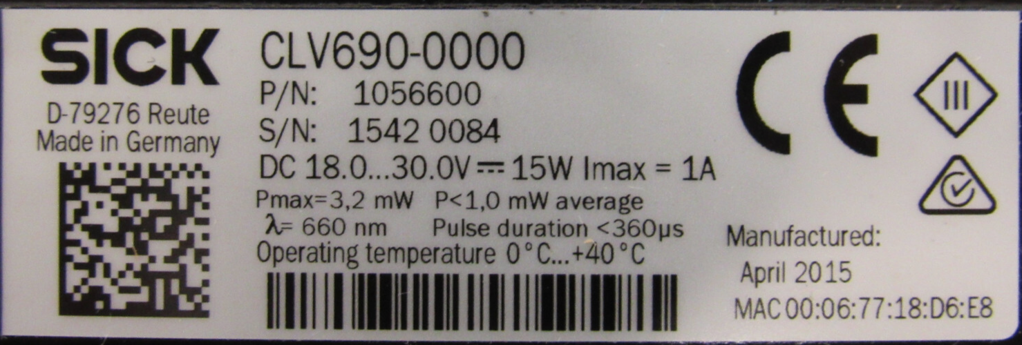 USED SICK CLV690-0000 BARCODE SCANNER 1056600 CLV6900000 - SB ...
