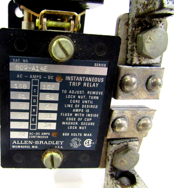 ALLEN BRADLEY 809-A14E INSTANTANEOUS TRIP CURRENT RELAY 809A14E NEW ...