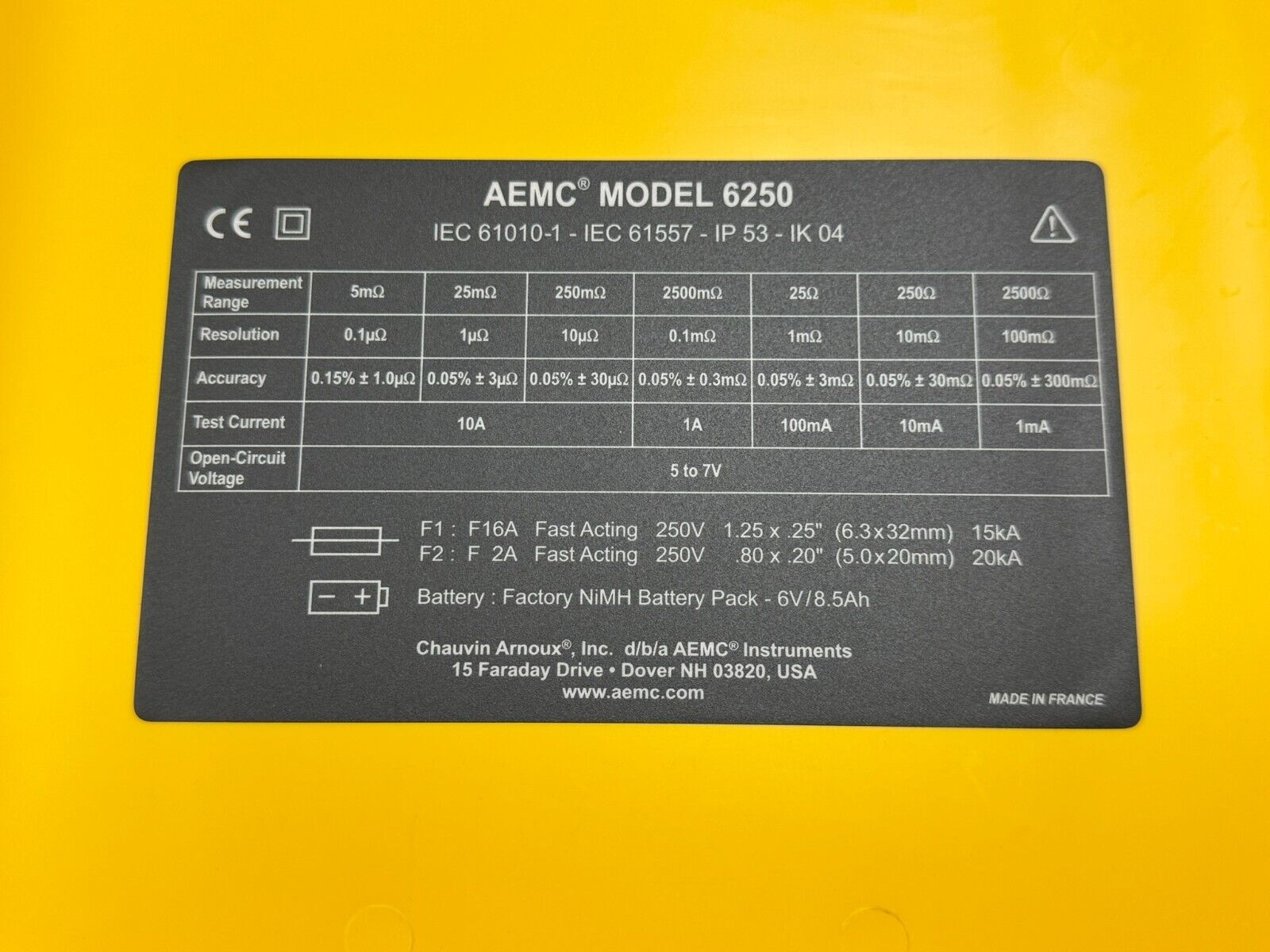 NEW AEMC INSTRUMENTS MODEL 6250 MICRO-OHMMETER 0.1-2500 OHMS - SB ...