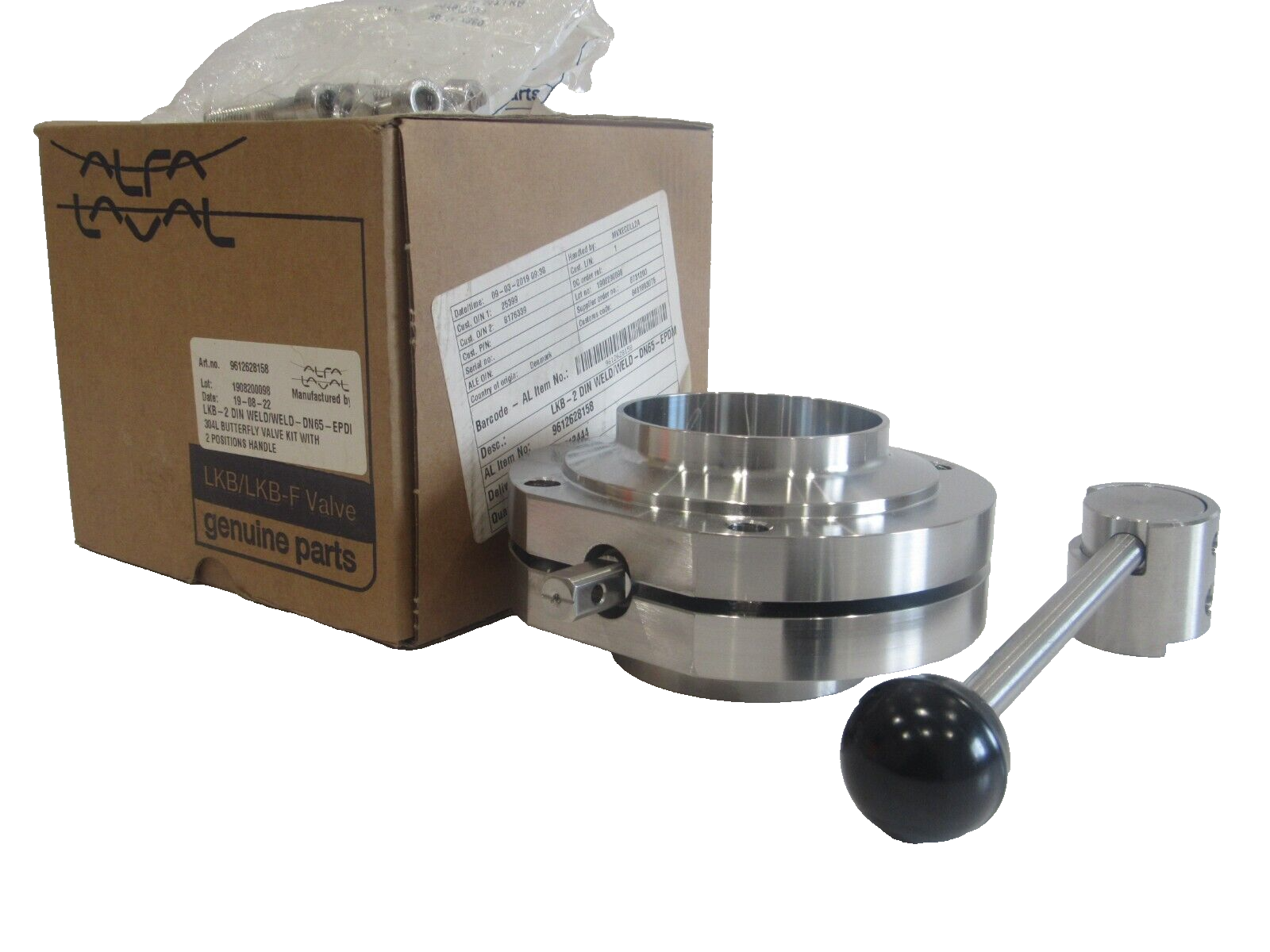 NEW ALFA LAVA LKB-2 WELD/WELD-DN65-EPDI 304L BUTTERFLY VALVE KIT W ...