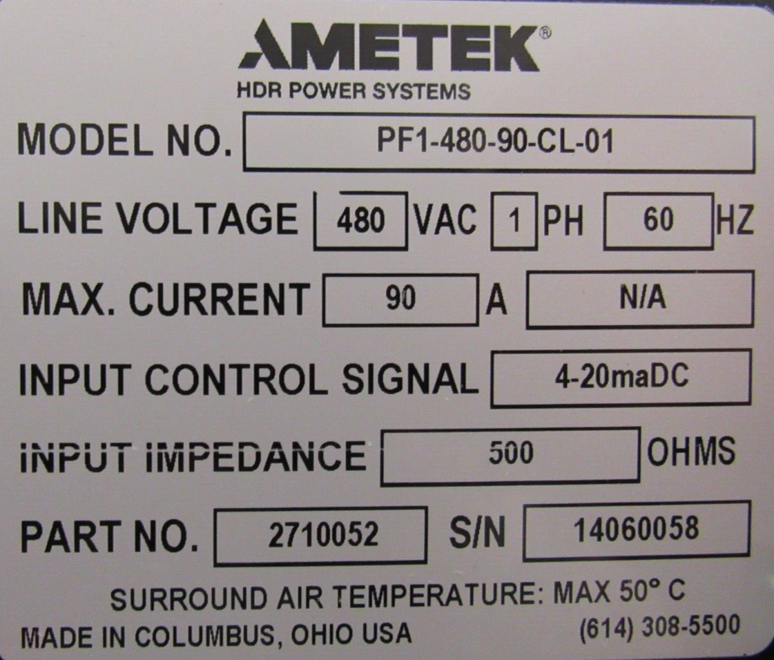 NEW AMETEK PF1-480-90-CL-01 POWER CONTROLLER PF148090CL01 - SB ...