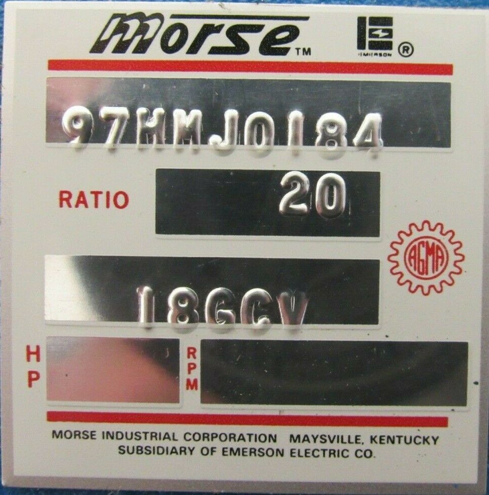 NEW MORSE 18GCV GEAR REDUCER 20:1 97HMJ0184 18GCV20RU56C - SB ...