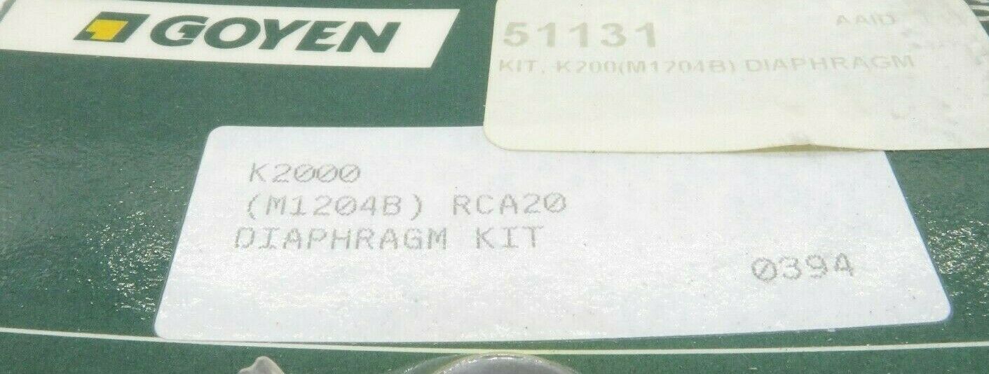 NEW PENTAIR GOYEN K2000 DIAPHRAGM KIT M1204B RCA20 - SB Industrial ...