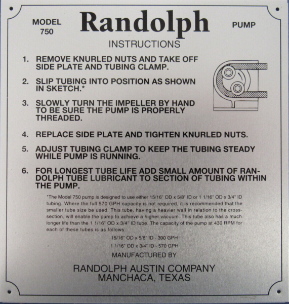 NEW RANDOLPH 750 PERISTALIC PUMP - SB Industrial Supply, Inc.