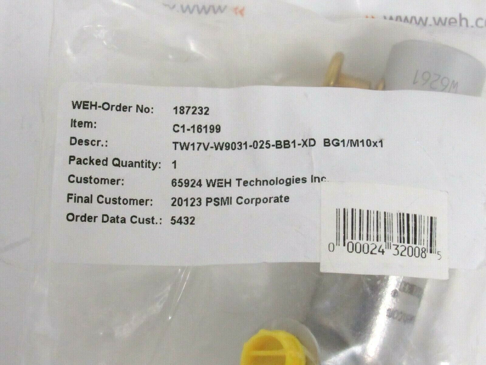 NEW WEH C1-16199 TW17V-W9031-025-BB1-XD FAST CONNECTOR C116199 - SB ...