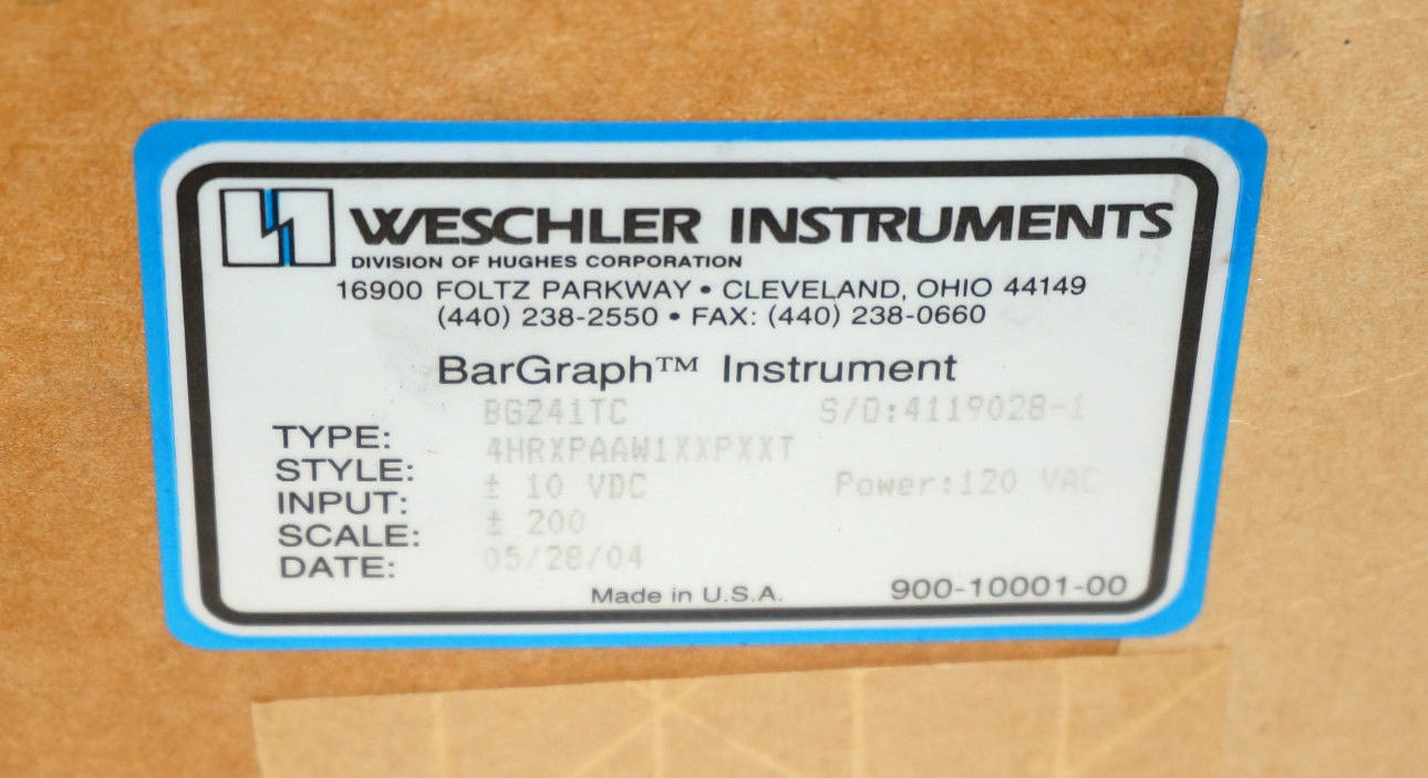NEW WESCHLER INSTRUMENTS BG241TC BAR GRAPH METER TYPE: 4HRXPAAW1XXPXXT ...