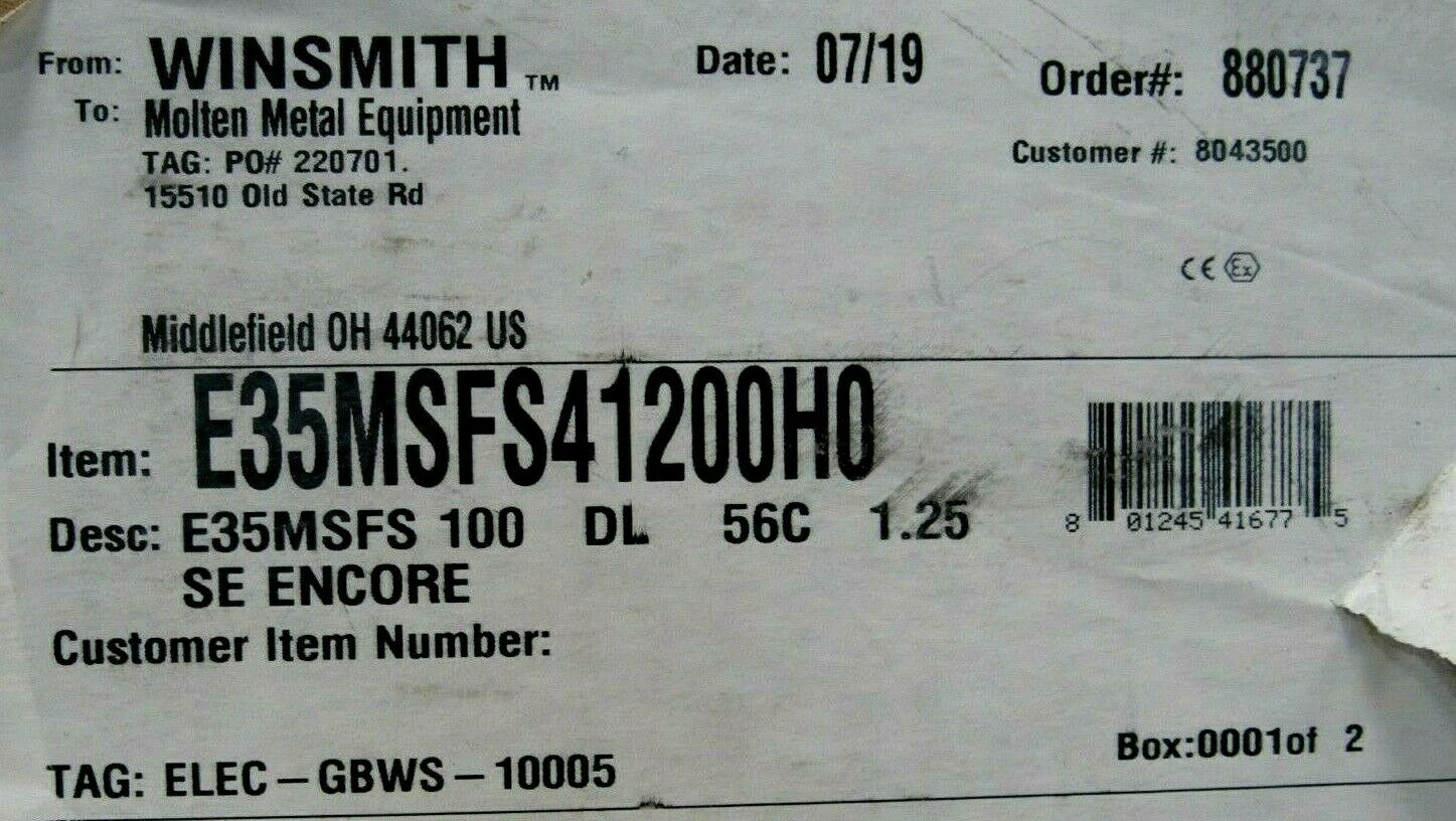 NEW WINSMITH E35MSFS41200H0 GEAR REDUCER E35-MSFS 100:1 56C 1.25" BORE ...
