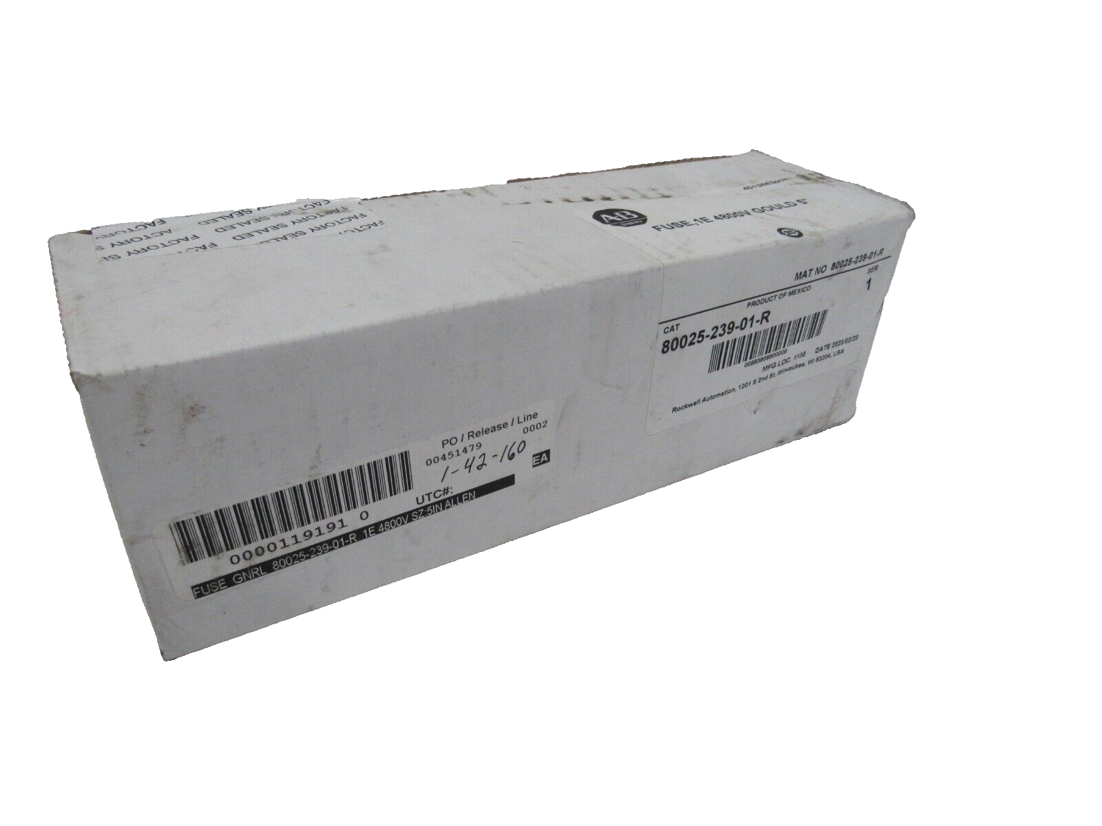 SEALED ALLEN BRADLEY 80025-239-01-R FUSE 4800V GOULD 5" 8002523901R NEW ...