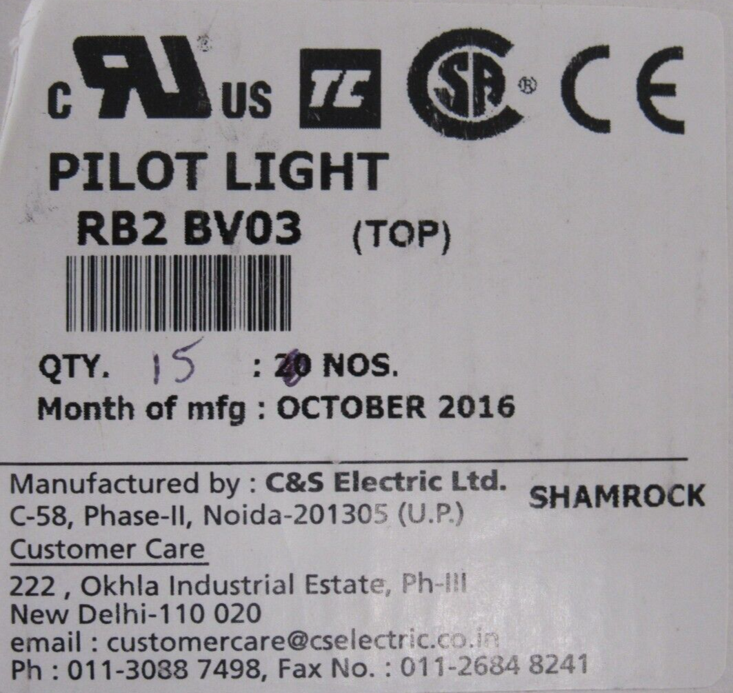 NEW BOX OF 15 SHAMROCK RB2-BV03 PILOT LIGHT TOP GREEN RB2BV03 - SB Industrial Supply, Inc.