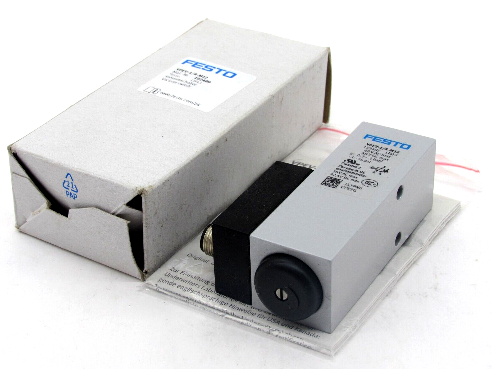 NEW FESTO VPEV-1/8-M12 VACUUM SWITCH 192489 VPEV18M12 - SB Industrial ...