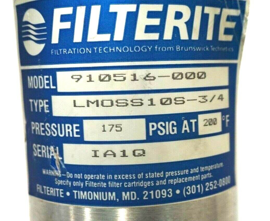 NEW FILTERITE TYPE LMOSS10S-3/4 FILTER HOUSING 910516-000 - SB ...