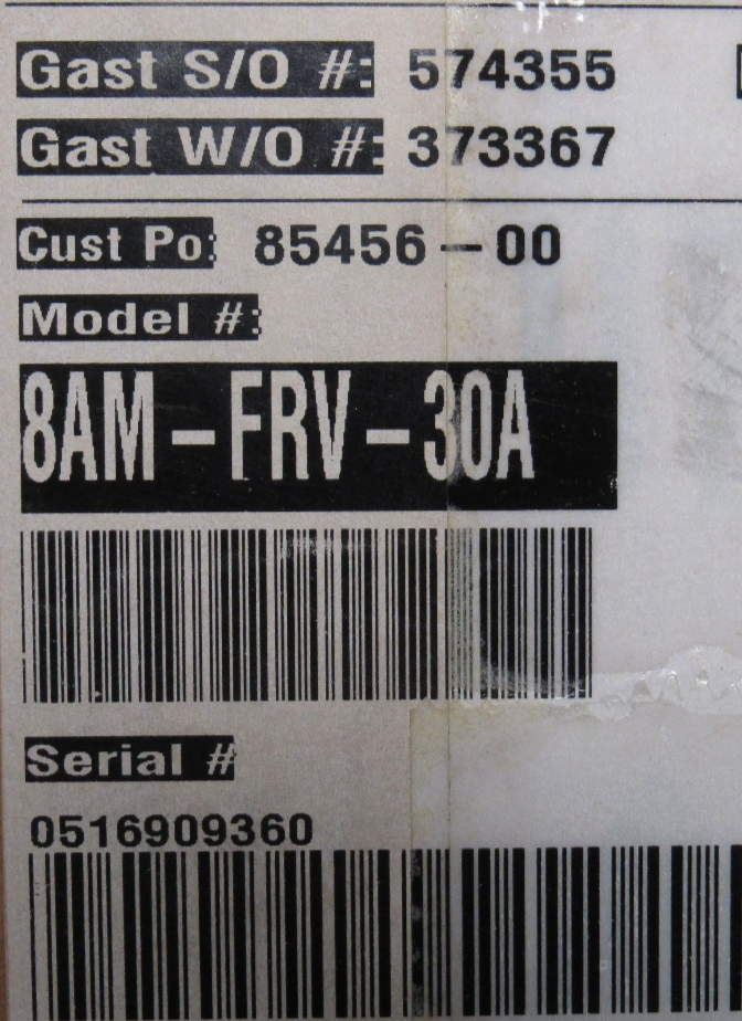NEW GAST 8AM-FRV-30A PNEUMATIC MOTOR 8AMFRV30A - SB Industrial Supply, Inc.
