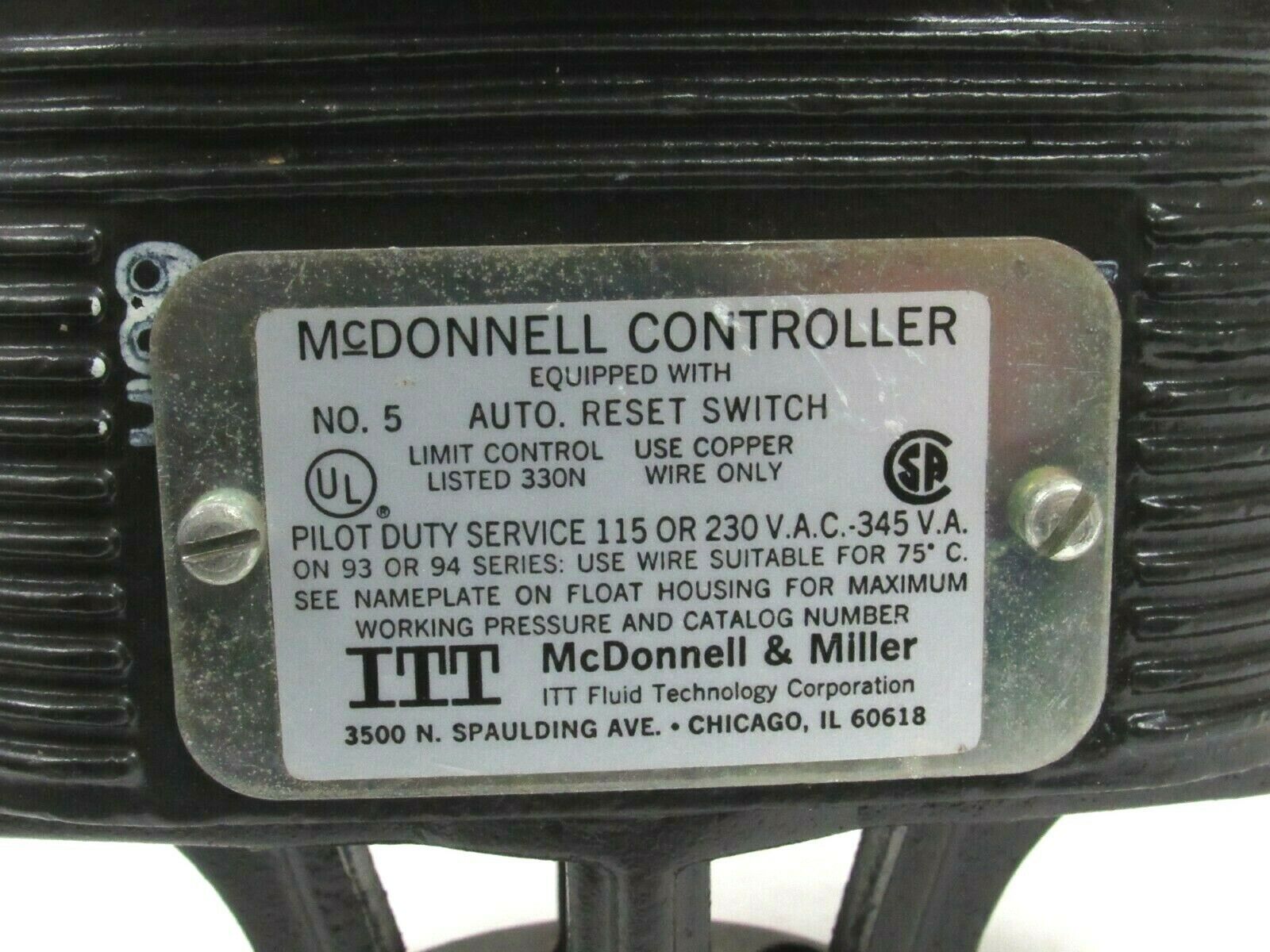 NEW ITT TYPE 5 MCDONNELL CONTROLLER RESET SWITCH - SB Industrial Supply ...