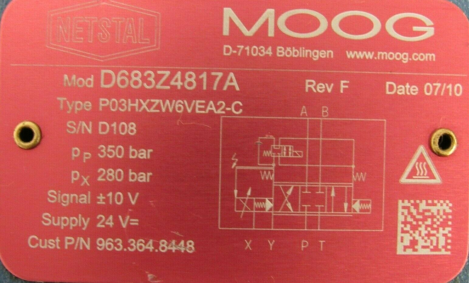 REMANUFACTURED MOOG D633-7398 SERVO VALVE D683Z4817A P03HXZW6VEA2-C ...