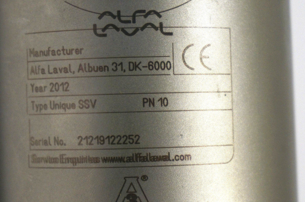 ALFA LAVAL TYPE UNIQUE SSV PNEUMATIC SEAT VALVE PN 10 - SB Industrial ...