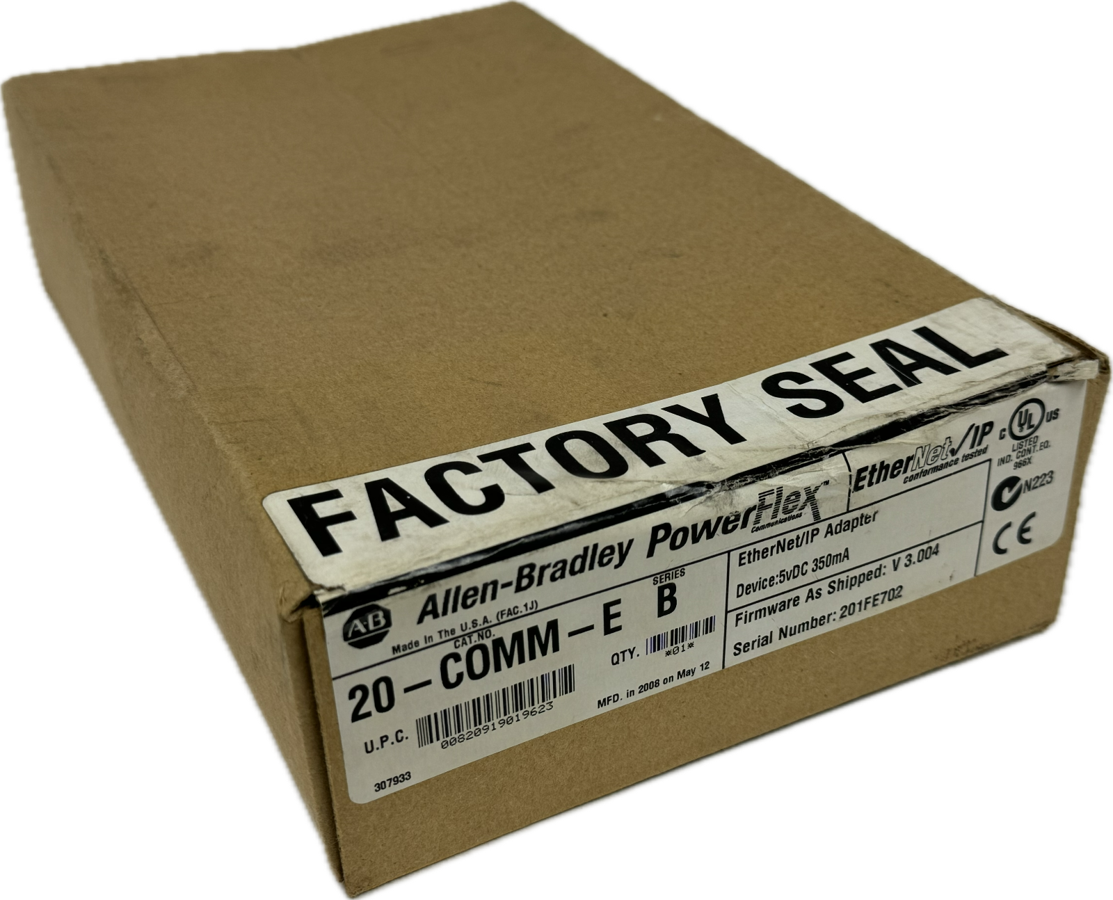 ALLEN BRADLEY 20-COMM-E ETHERNET/IP ADAPTER FW: V 3.004 NEW SEALED ...