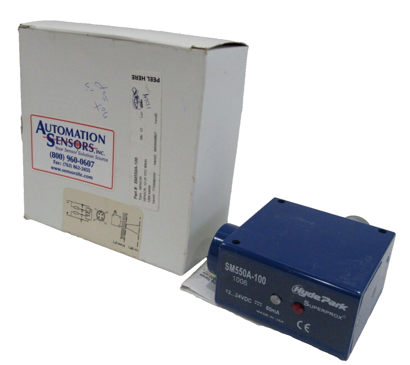 NEW HYDE PARK SM550A100 ULTRA SONIC PROXIMITY SENSOR 12-24VDC 80MA - SB ...