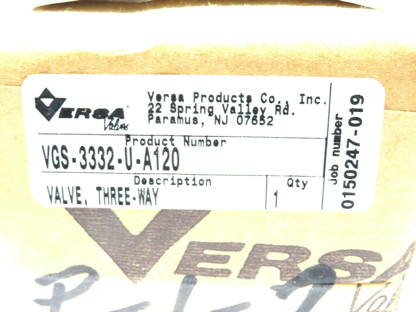 NEW VERSA VALVES VGS-3332-U-A120 THREE WAY VALVE VGS3332UA120 - SB ...
