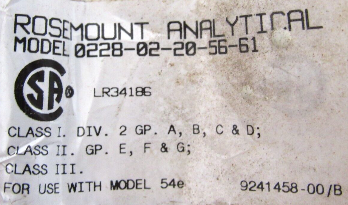 USED ROSEMOUNT 0228-02-20-56-61 CONDUCTIVITY SENSOR 022802205661 - SB ...