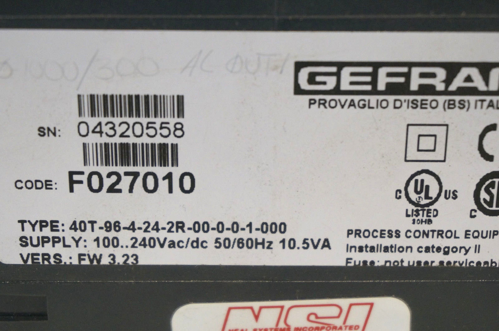 GERFAN 40T-96-4-24-2R-00-0-0-1-000 PROCESS CONTROLLER ...