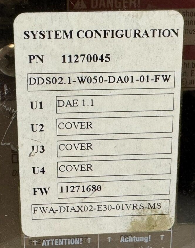 INDRAMAT DDS02.1-W050-DA01-01-FW SERVO CONTROLLER 11270045 REFURBISHED ...