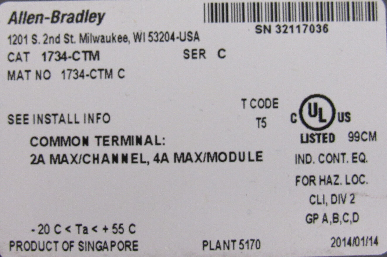 LOT OF 2 ALLEN BRADLEY 1734-CTM COMMON TERMINAL MODULE SER.C 1734CTM ...