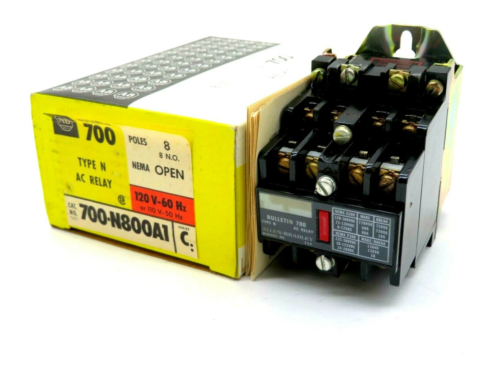 NEW ALLEN BRADLEY 700-N800A1 CONTROL RELAY SERIES C TYPE N 700N800A1 ...