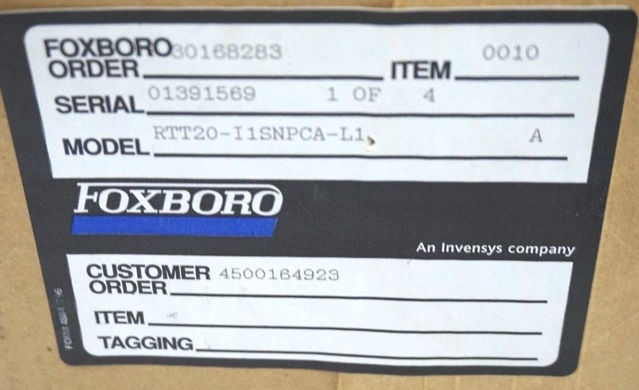NEW FOXBORO RTT20-I1SNPCA-L1 TEMPERATURE TRANSMITTER RTT20-I1SNPCA-L1 ...
