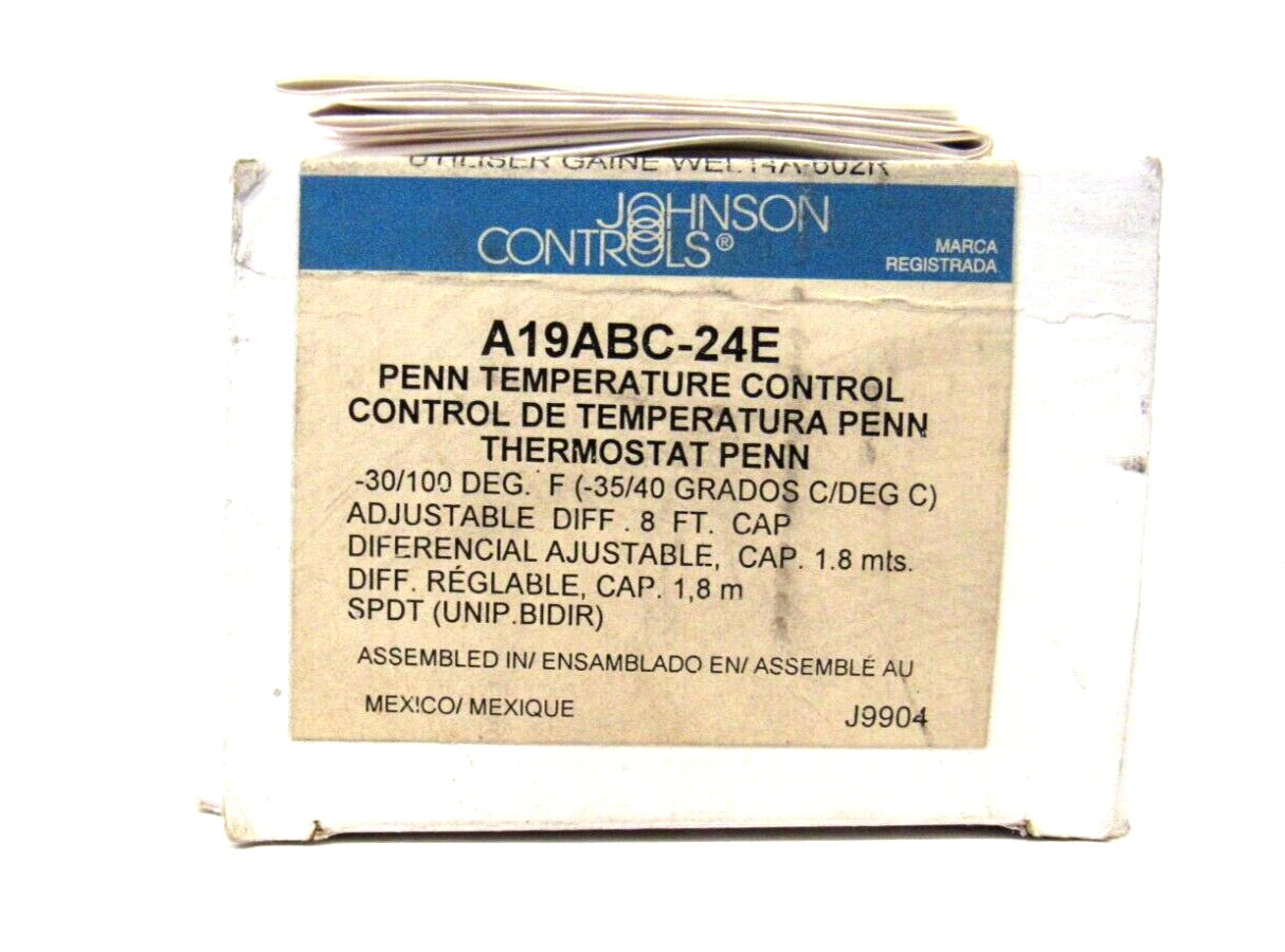 NEW JOHNSON CONTROLS A19ABC-24E TEMPERATURE CONTROL A19ABC24E - SB ...