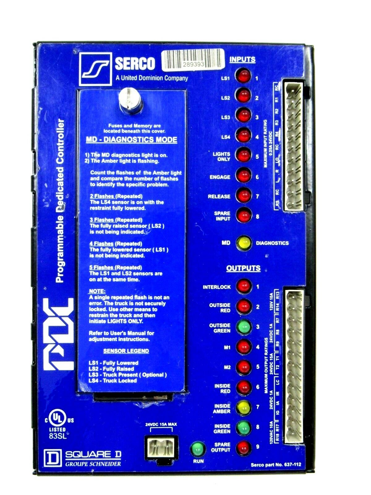 USED SERCO 637-112 CONTROL PANEL 637112 - SB Industrial Supply, Inc.