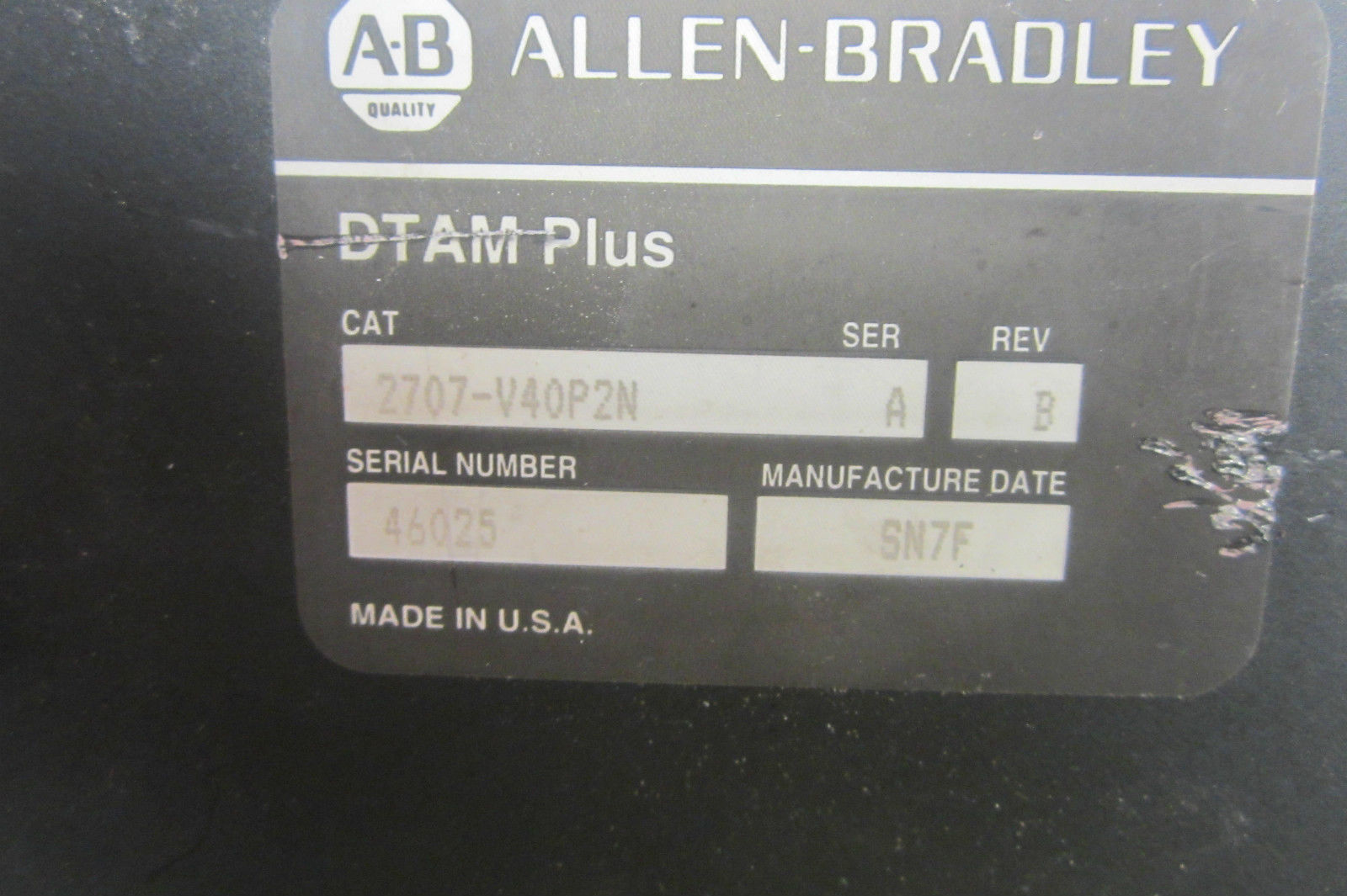 USED ALLEN BRADLEY 2707-V40P2N DTAM PLUS SER.A 2707V40P2N - SB ...