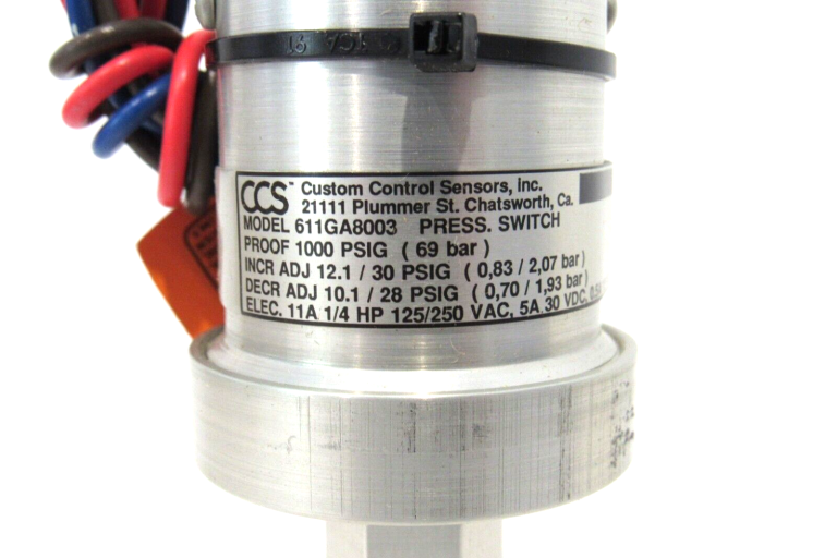 NEW CUSTOM CONTROL SENSORS 611GA8003 PRESSURE SWITCH - SB Industrial ...