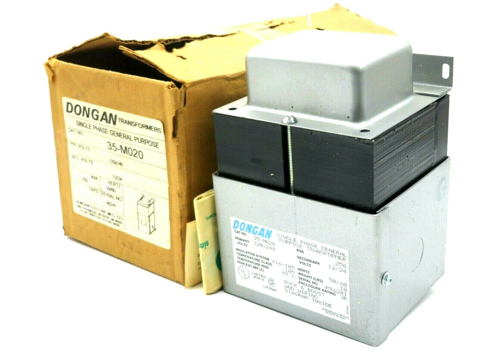 NEW DONGAN 35-M020 TRANSFORMER SINGLE PHASE 50/60HZ .250KVA 35M020 - SB ...