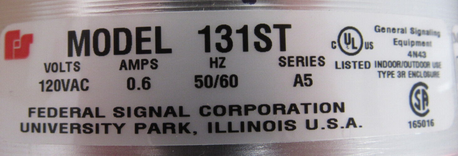 NEW FEDERAL SIGNAL 131ST-120A AMBER LIGHT 120V 131ST - SB Industrial ...