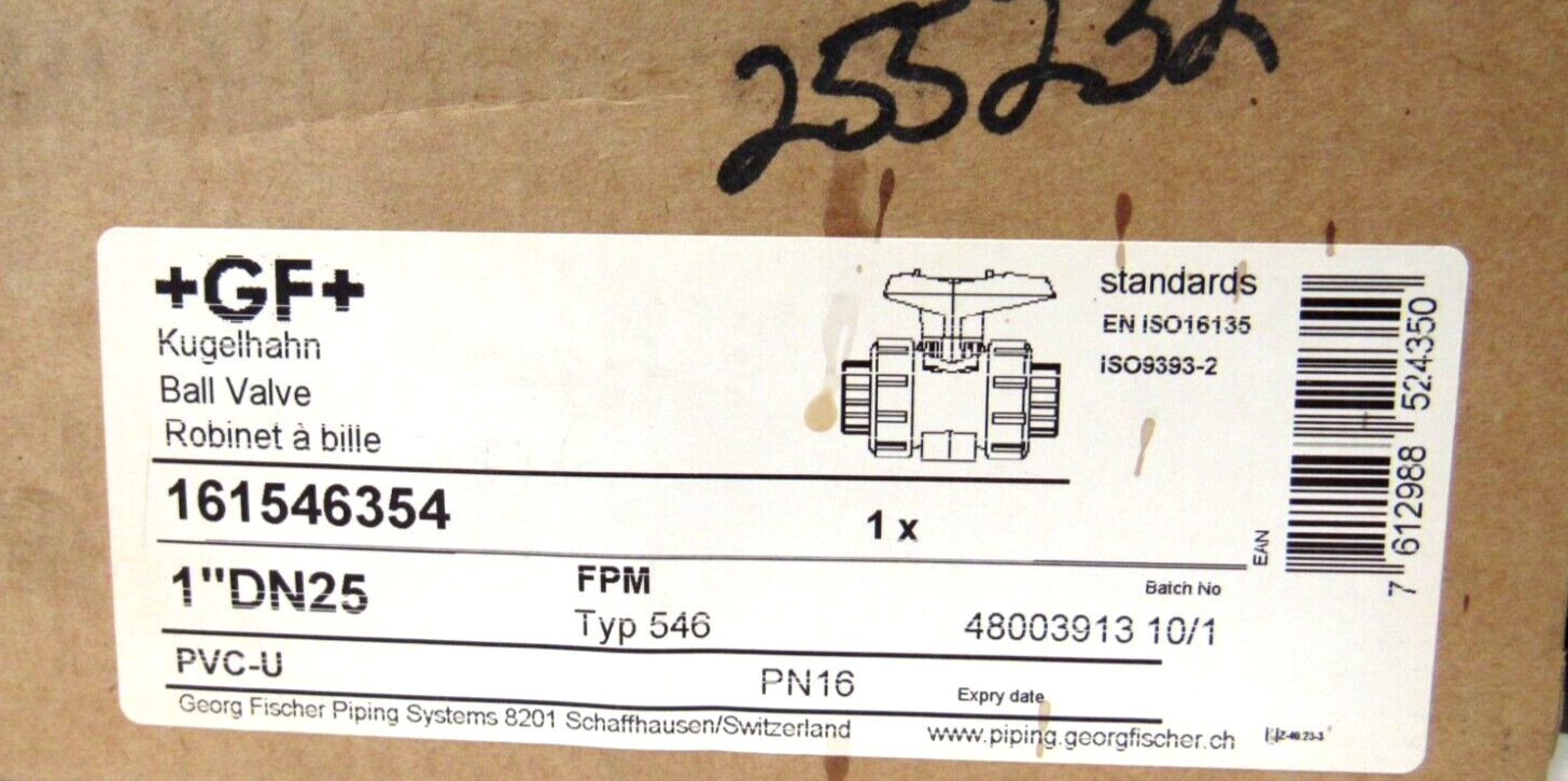 NEW GEORG FISCHER 161546354 BALL VALVE TYPE 546 1"DN25 - SB Industrial ...