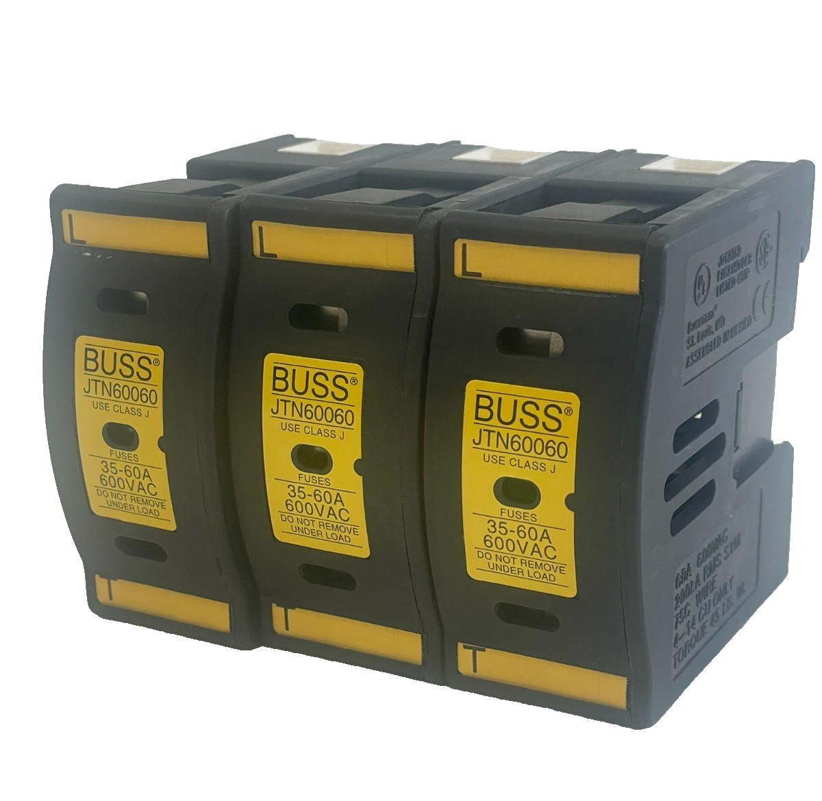NEW BUSSMANN JTN60060 FUSES CLASS J 35-60A 600V 3 COUNT - SB Industrial ...