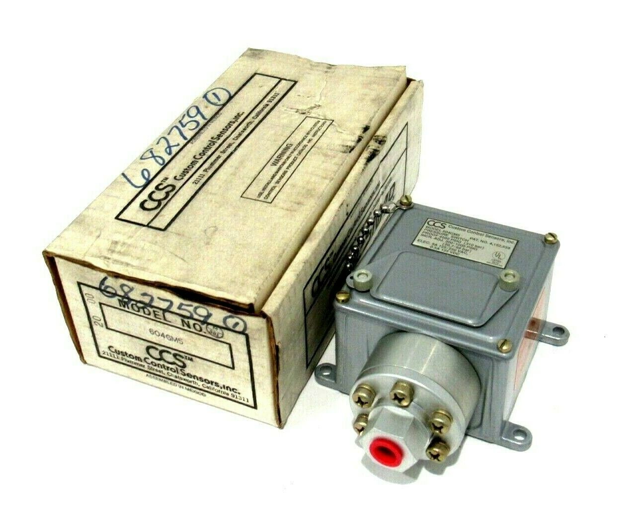 NEW CUSTOM CONTROL SENSORS 604GM5 PRESSURE SWITCH - SB Industrial ...