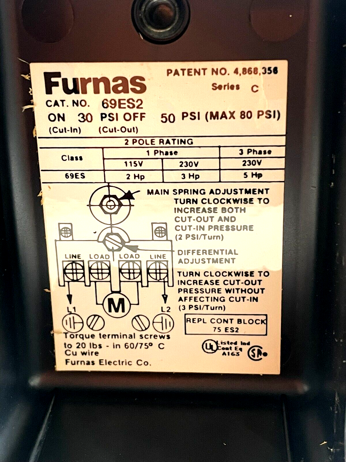 NEW FURNAS 69ES2 PRESSURE SWITCH - SB Industrial Supply, Inc.