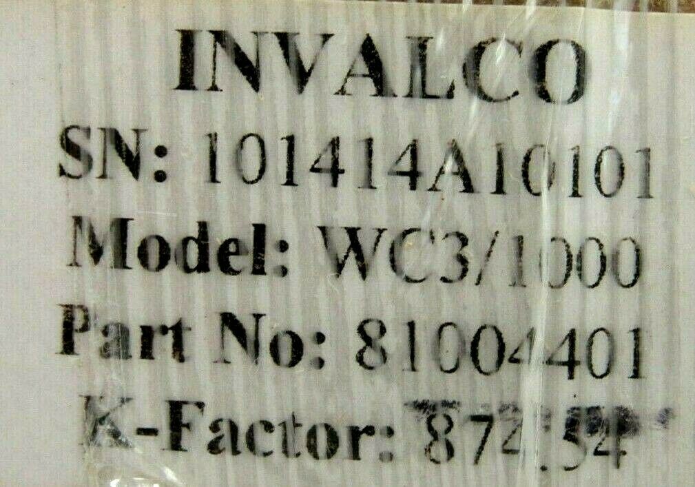 NEW INVALCO WC3/1000 FLOWMETER 81004401 WC31000 - SB Industrial Supply ...