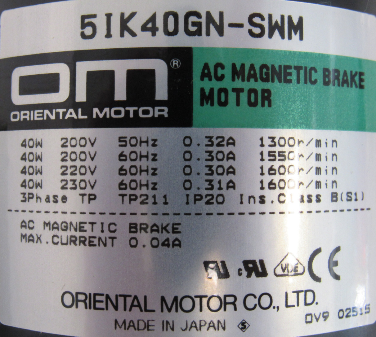 NEW ORIENTAL 5IK40GN-SWM MOTOR 200-220/230 5IK40GNSWM - SB Industrial ...