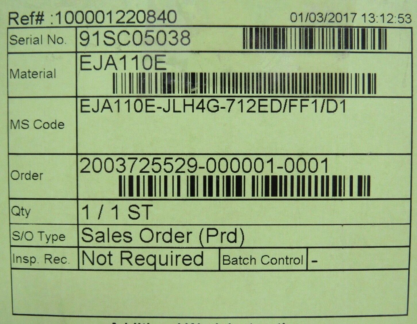 NEW YOKOGAWA EJA110E PRESSURE TRANSMITTER EJA110E-JLH4G-712ED/FF1/D1 ...