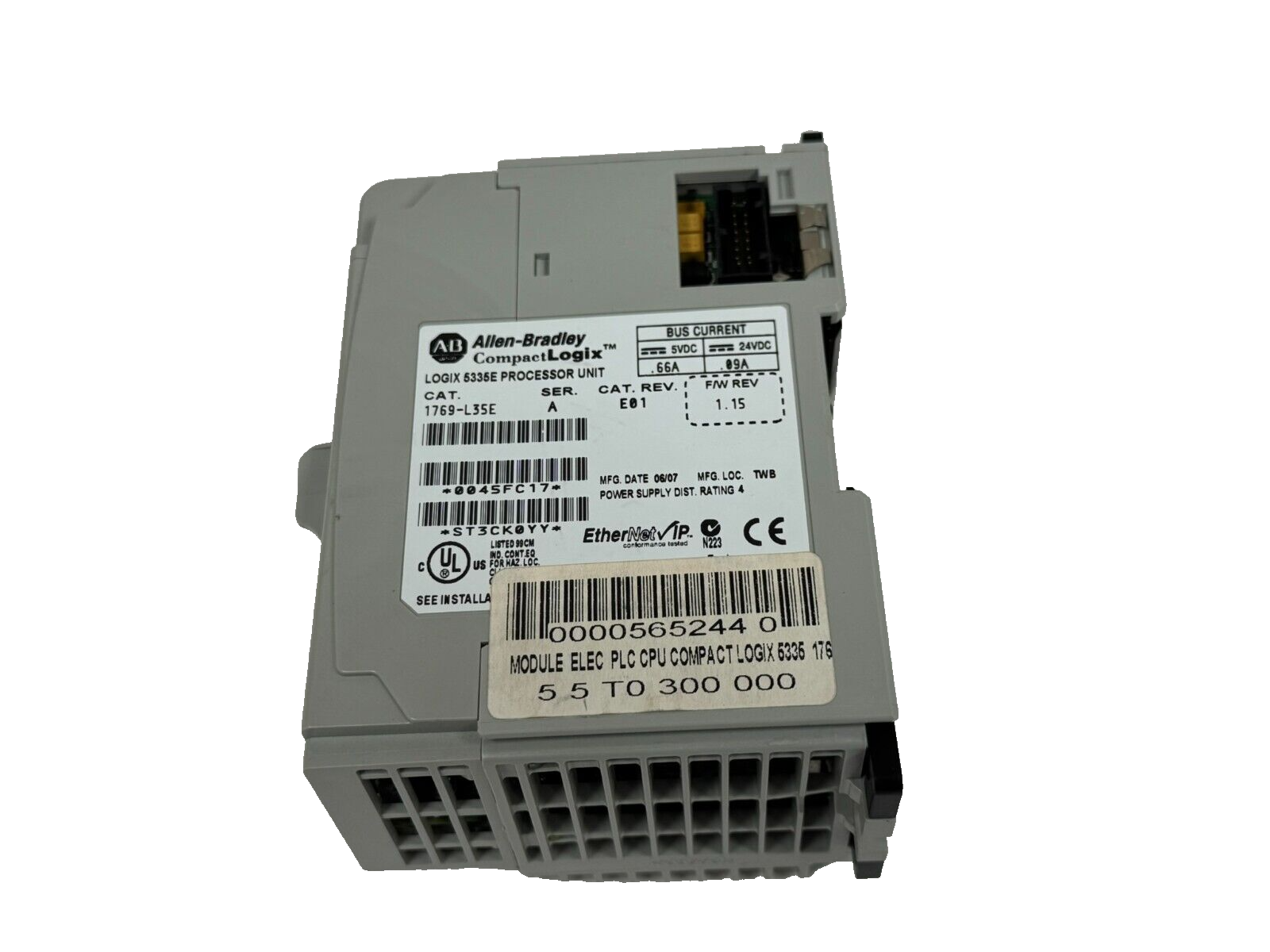 USED ALLEN BRADLEY 1769-L35E COMPACTLOGIX PROCESSOR SER. A CAT. REV ...