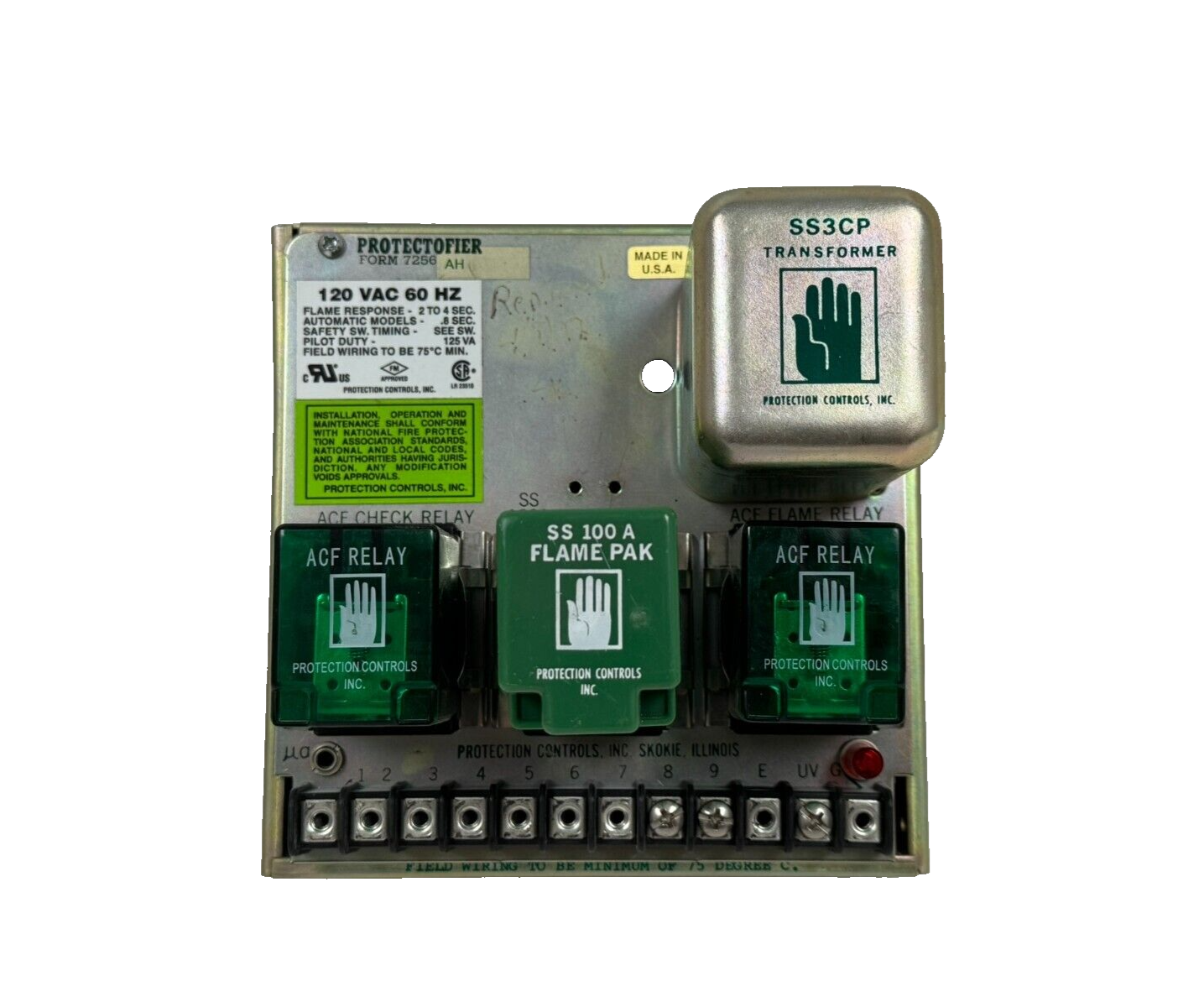 USED PROTECTION CONTROLS 7256-AH PROTECTOFIER 120VAC 60HZ 7256AH - SB ...