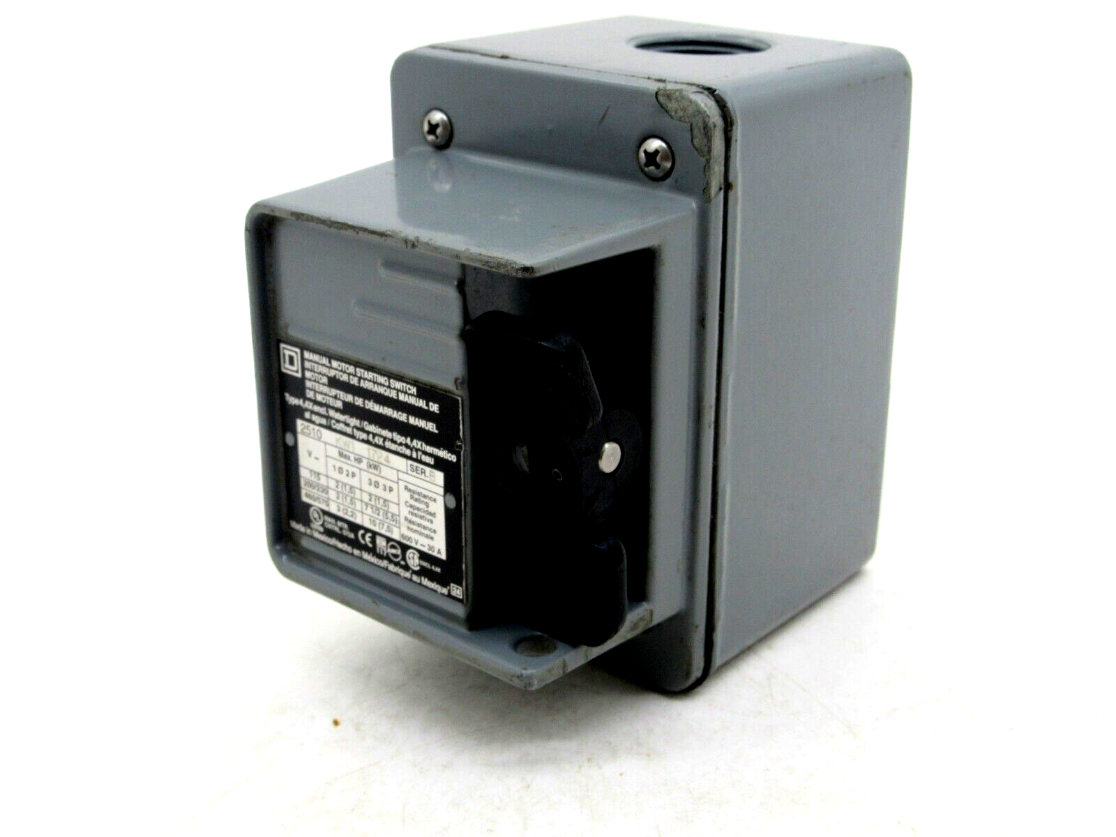USED SQUARE D 2510-KW1-1724 MANUAL MOTOR STARTING SWITCH SERIES B ...