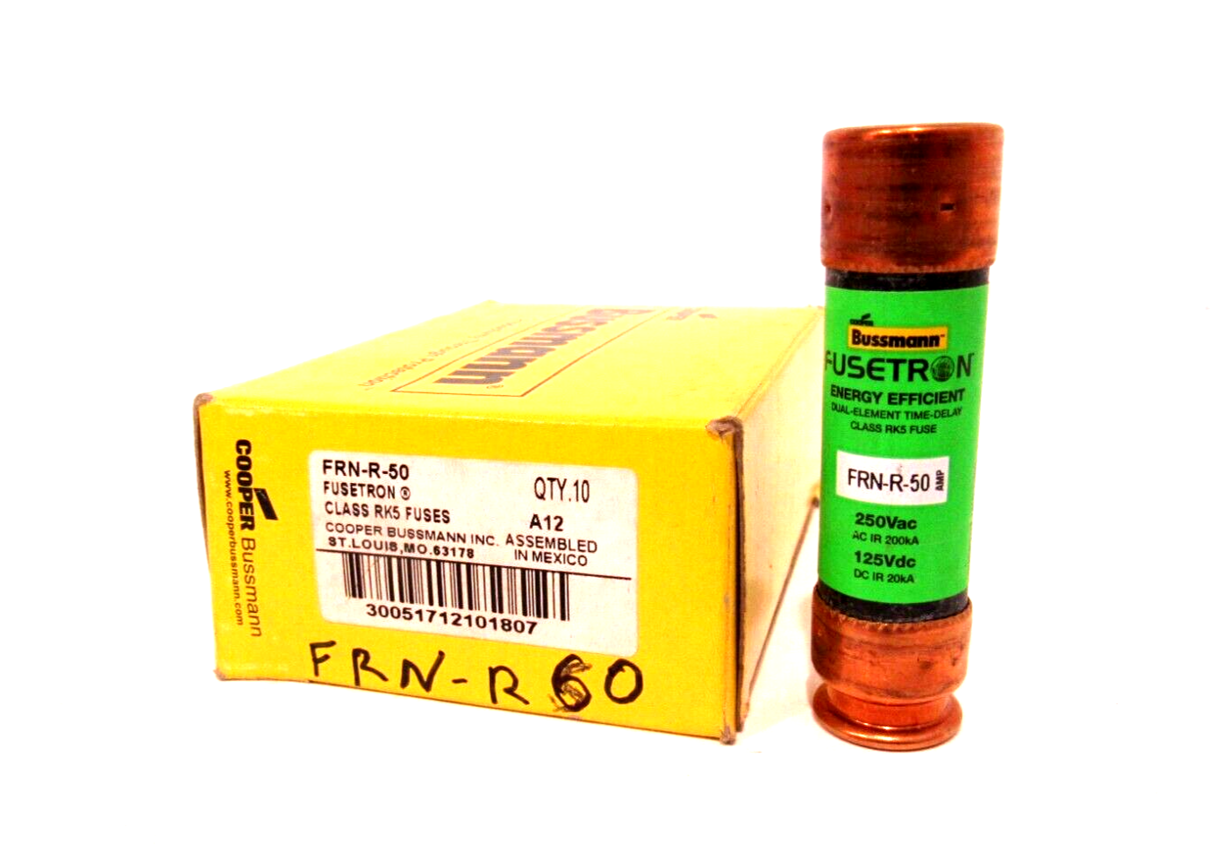 BOX OF 10 NEW BUSSMANN FUSETRON FRN-R-50 FUSES FRNR50 - SB Industrial ...
