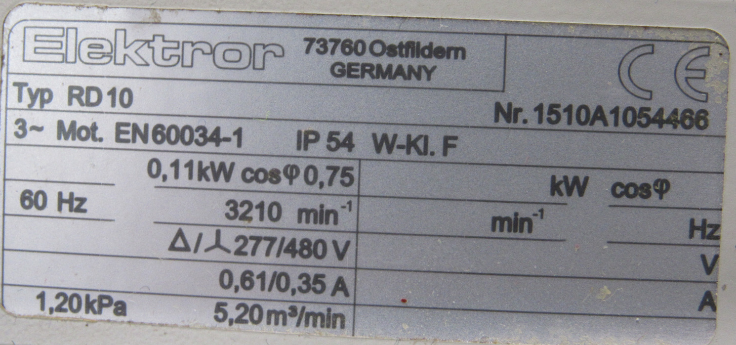 NEW ELEKTROR RD-10 BLOWER RD10 - SB Industrial Supply, Inc.