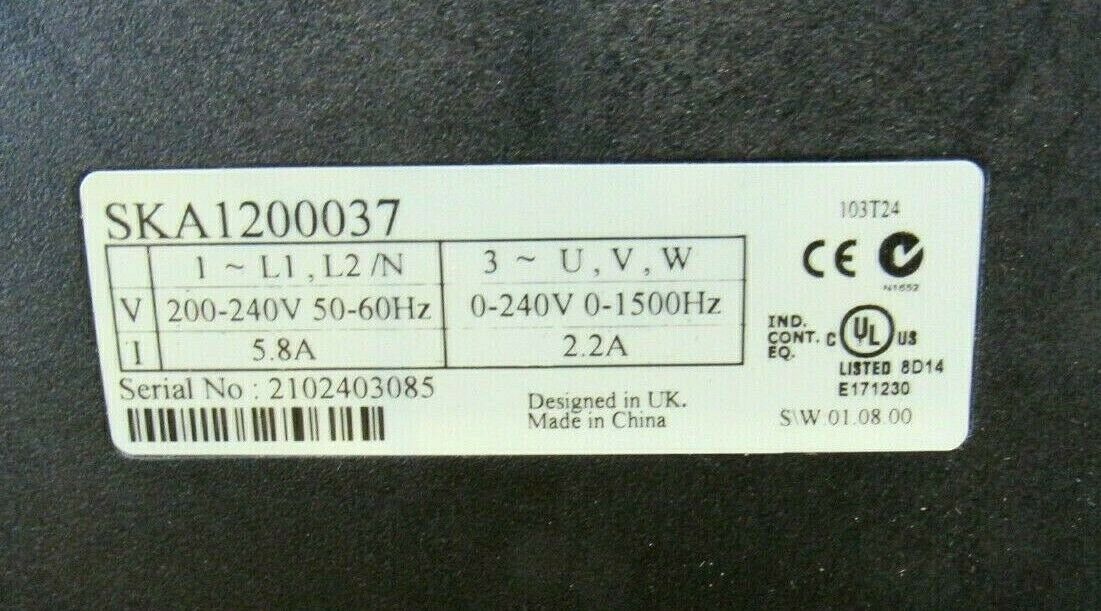NEW EMERSON CONTROL TECHNIQUES SKA1200037 COMMANDER SK AC DRIVE - SB ...