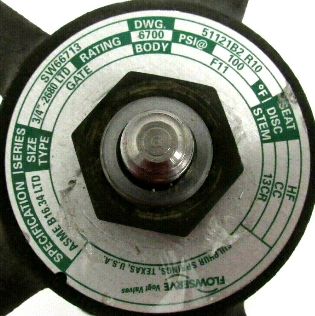 NEW FLOWSERVE B16.34LTD GATE VALVE SW66713 3/4"-2680LTD - SB Industrial ...