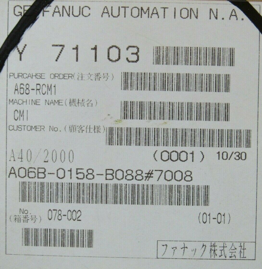 NEW GE FANUC A06B-0158-B088#7008 SERVO MOTOR X40/2000 A06B0158B0887008 ...